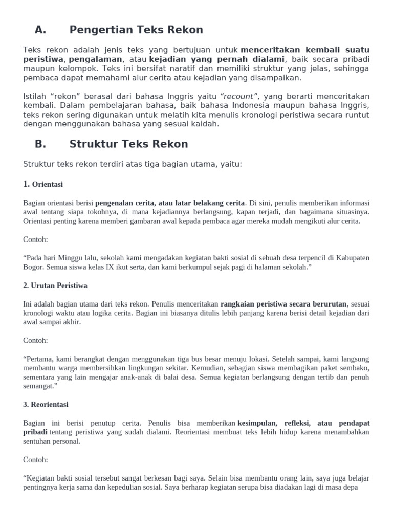Struktur dan Jenis Teks Rekon | PDF