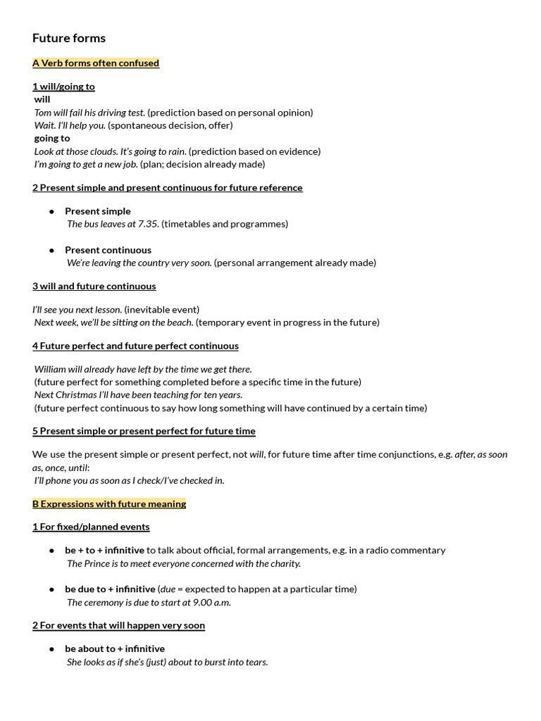 Understanding Future Verb Forms | PDF
