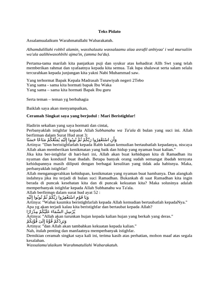 Teks Pidato Jum'At | PDF