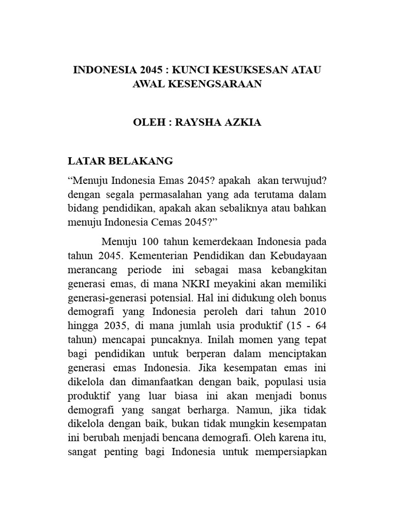 Essai Tugas Bahasa Indo | PDF