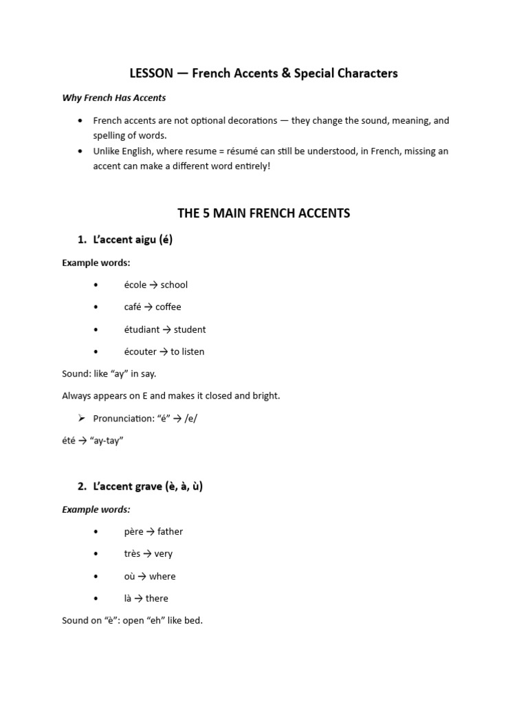 French Accents | PDF | Phonetics | Orthography