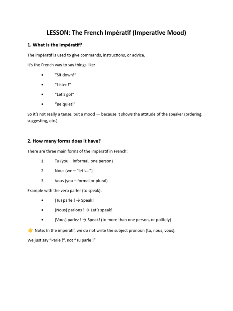 French Imperative Mood Guide | PDF | Languages | Foreign Language Studies