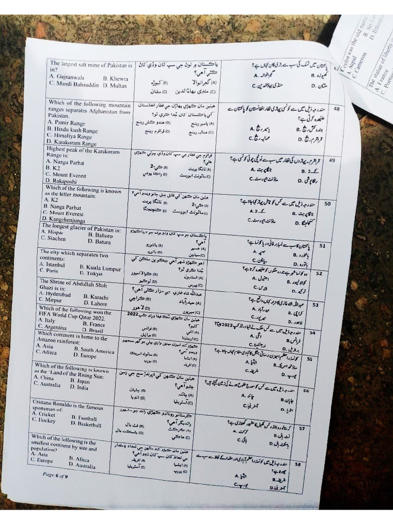 Yesterday Sindh Police Department Paper | PDF