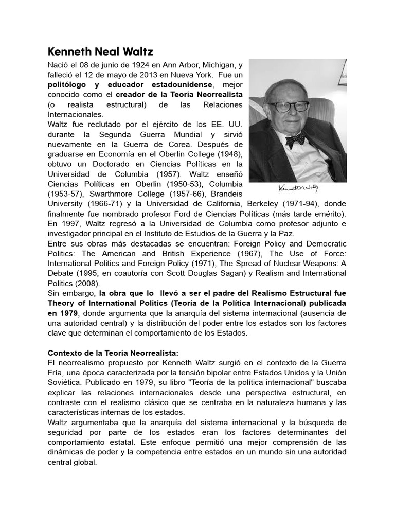 Kenneth Neal Waltz | PDF | Ciencias Políticas