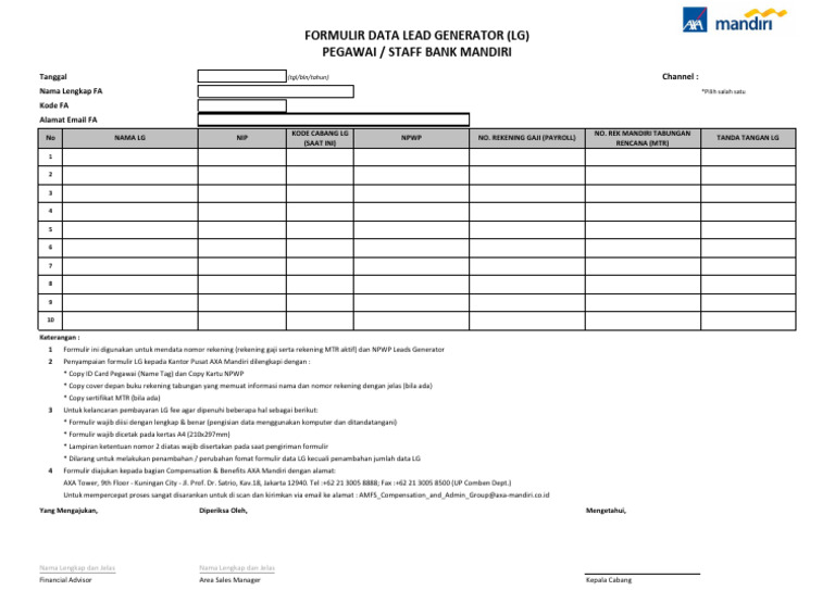 Form Pendaftaran LG | PDF