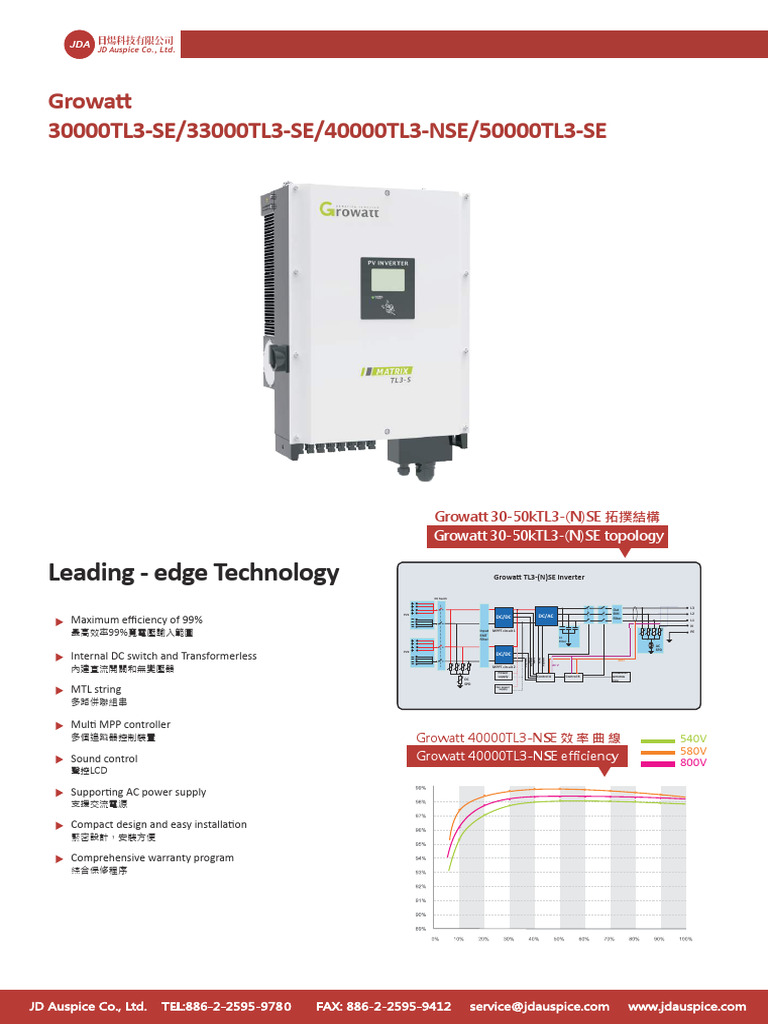Inv - Datasheet - Growatt Solar Inverter 30000-50000TL3 - (N) SE 2016 ...