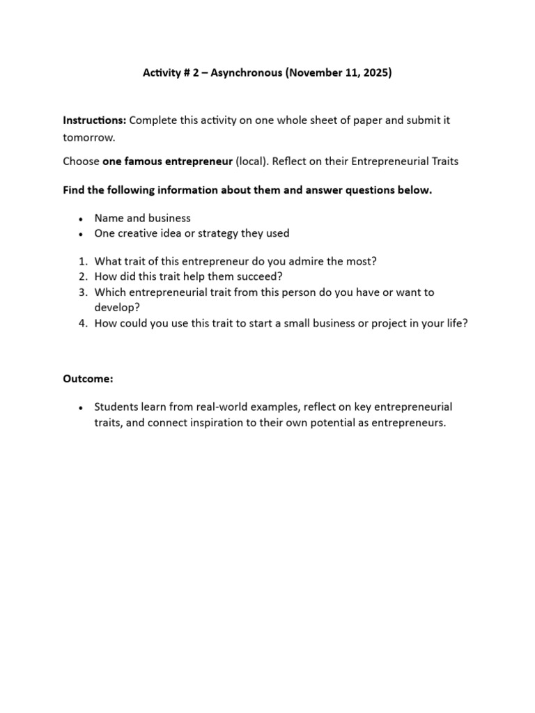Nov. 11 Entrep Activity 2 | PDF