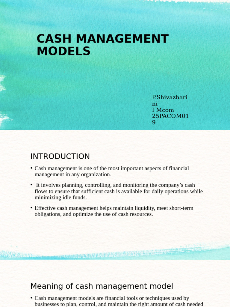 Cash Management Models | PDF | Cash | Interest