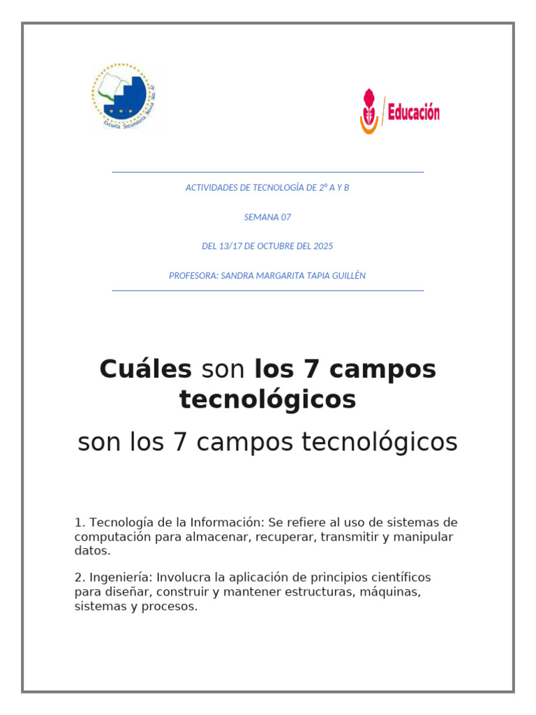 Actividades de Tecnología de 2 | PDF