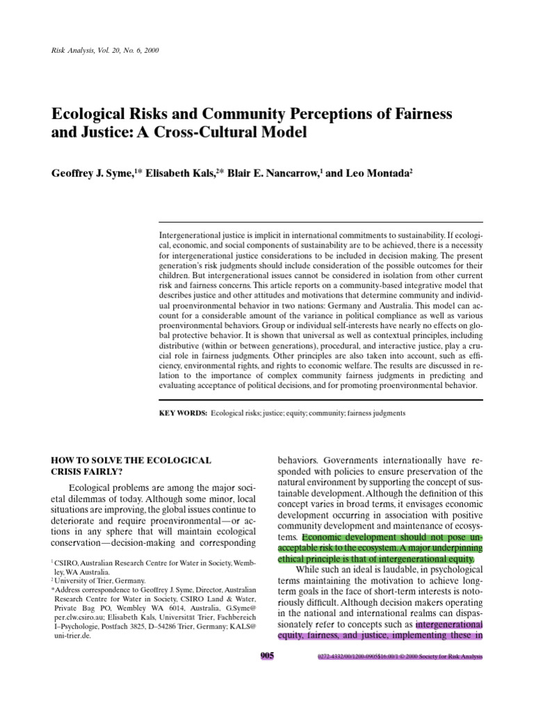 2.ecology Risk and Modern Model | PDF | Justice | Crime & Violence