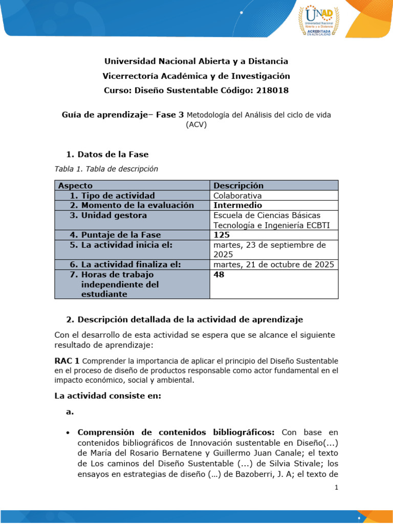 Guía de Aprendizaje - Fase 3 - Metodología Del Análisis Del Ciclo de Vida (ACV) 1 (2) | PDF ...