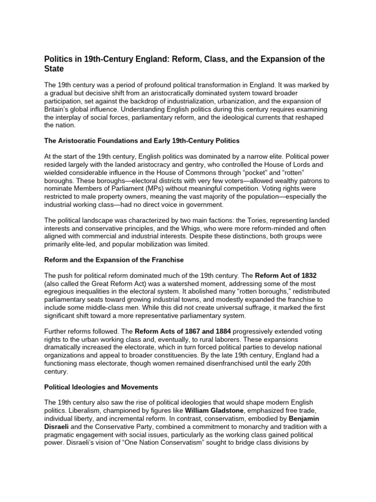 19th-Century English Political Reform | PDF | Government | Political ...