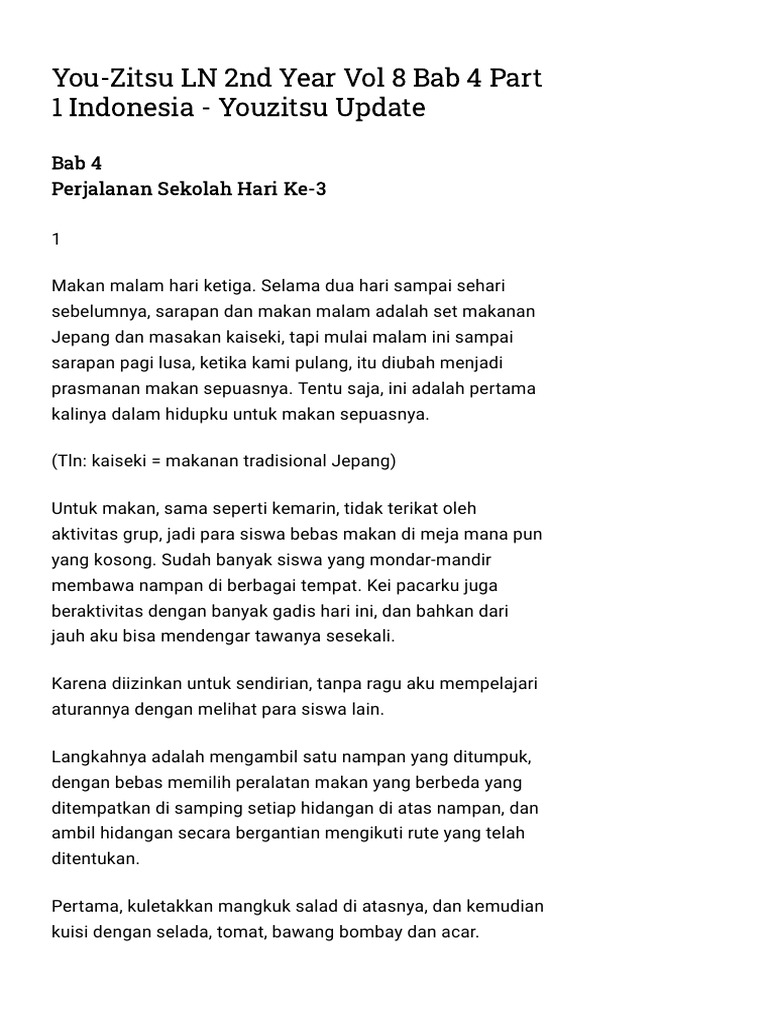 You-Zitsu LN 2nd Year Vol 8 Bab 4 Part 1 Indonesia - Youzitsu Up | PDF