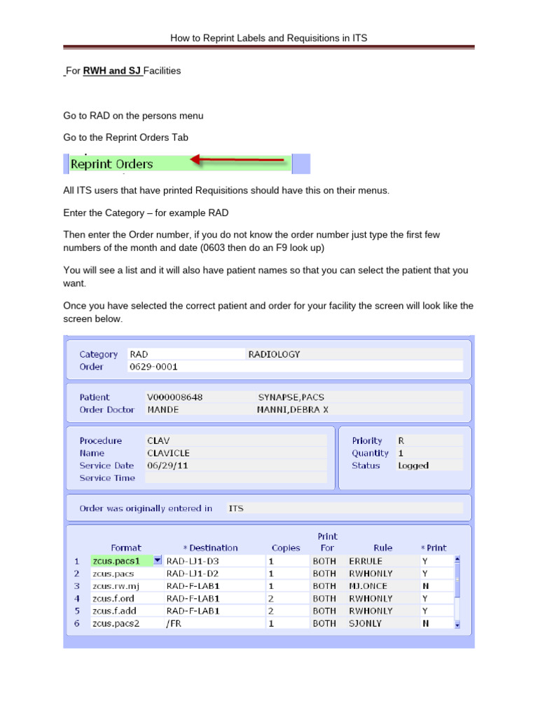 How To Reprint Label Req Inst. | PDF