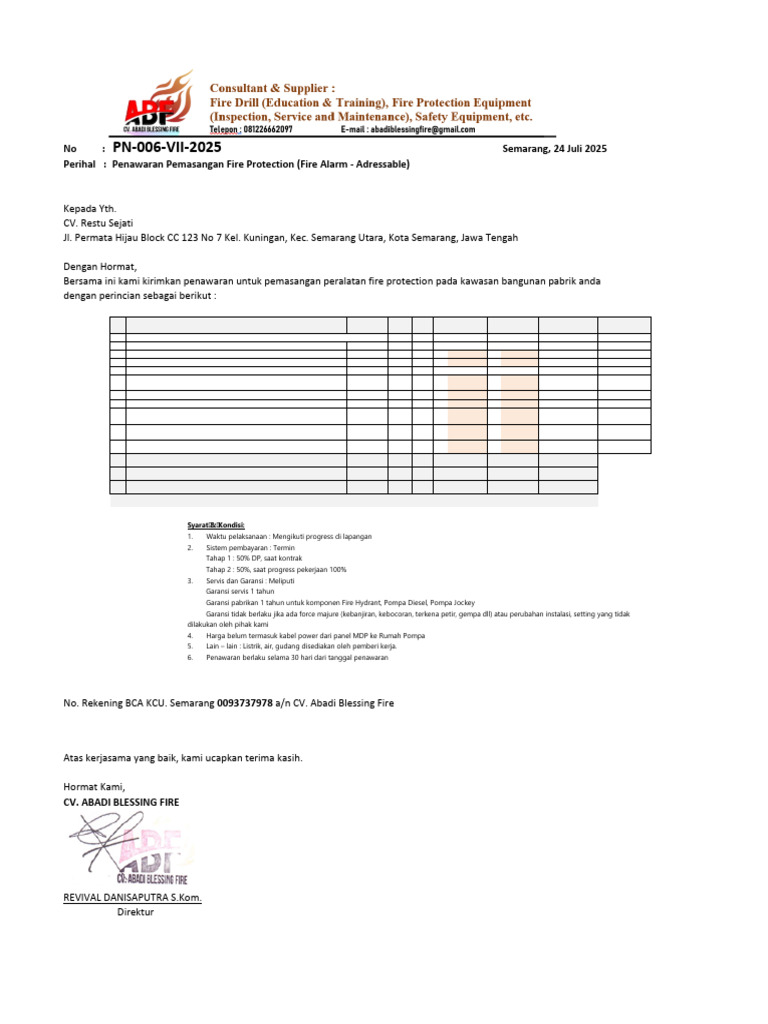 CV ABADI BLESSING (Tidak Pakai Detector) | PDF