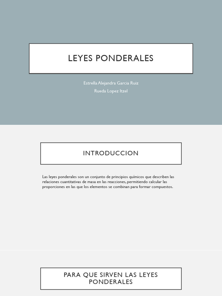 Leyes Ponderales | PDF | Química | Estequiometría