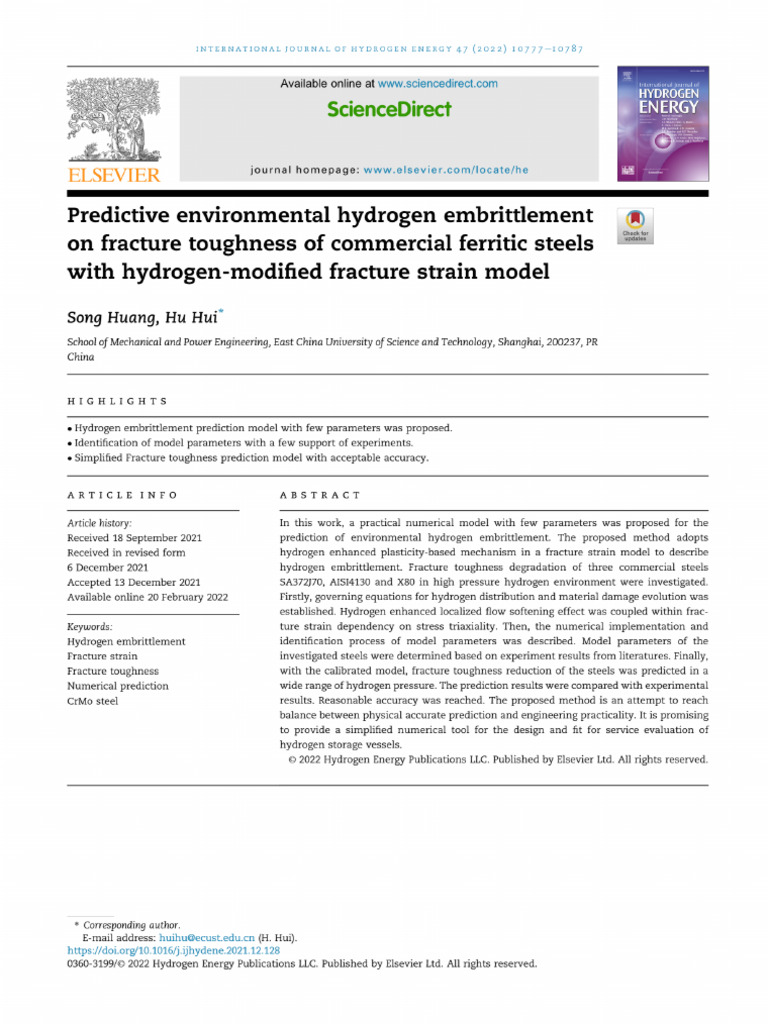 Predictive Environmental Hydrogen Embrittlement On Fracture Toughness ...