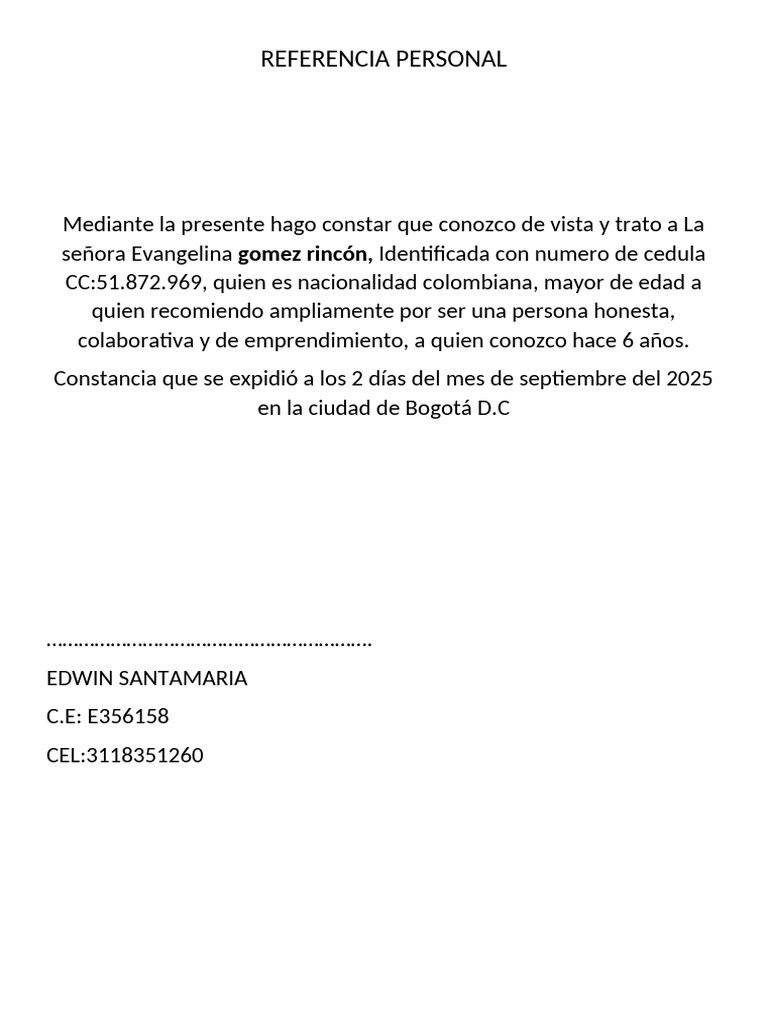 Referencia Personal 22 | PDF