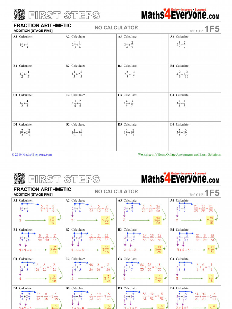 Adding Fractions Stage Five 20473 | PDF