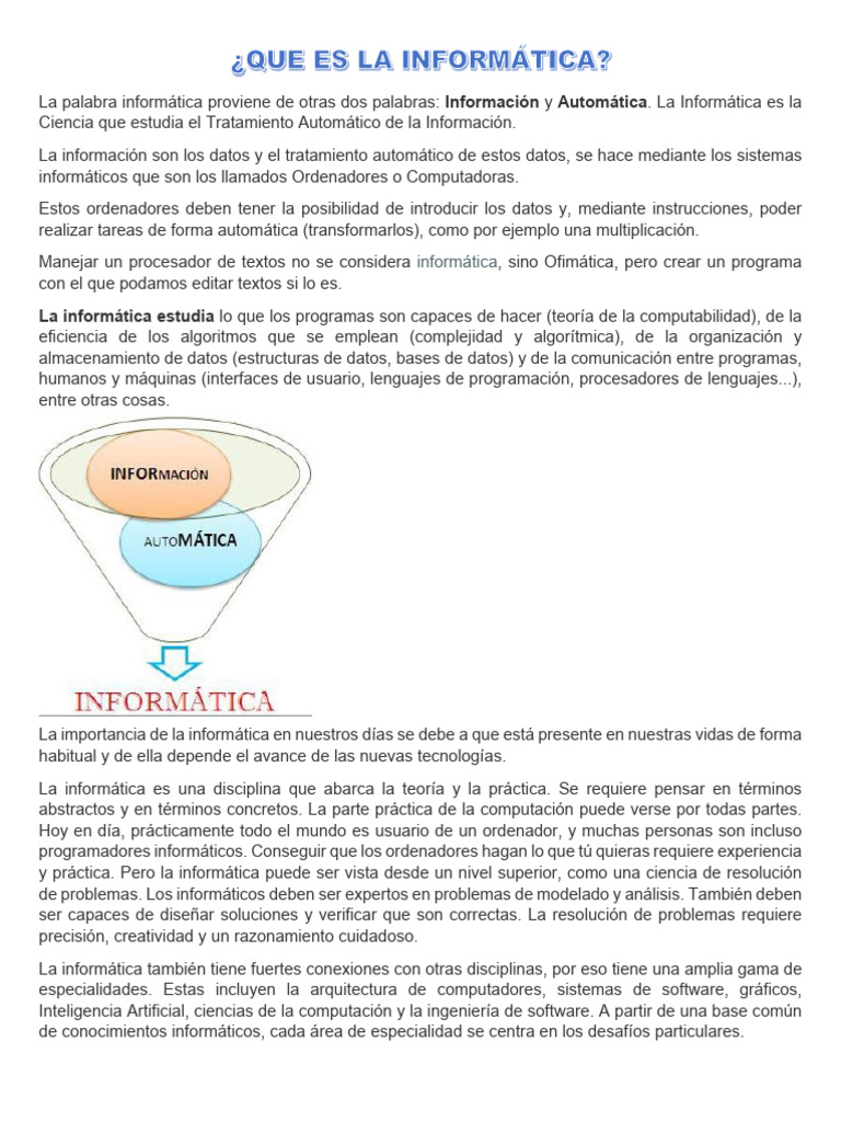 1.QUE ES LA INFORMATICA y SU IMPORTANCIA 2025 | PDF | Informática | Datos