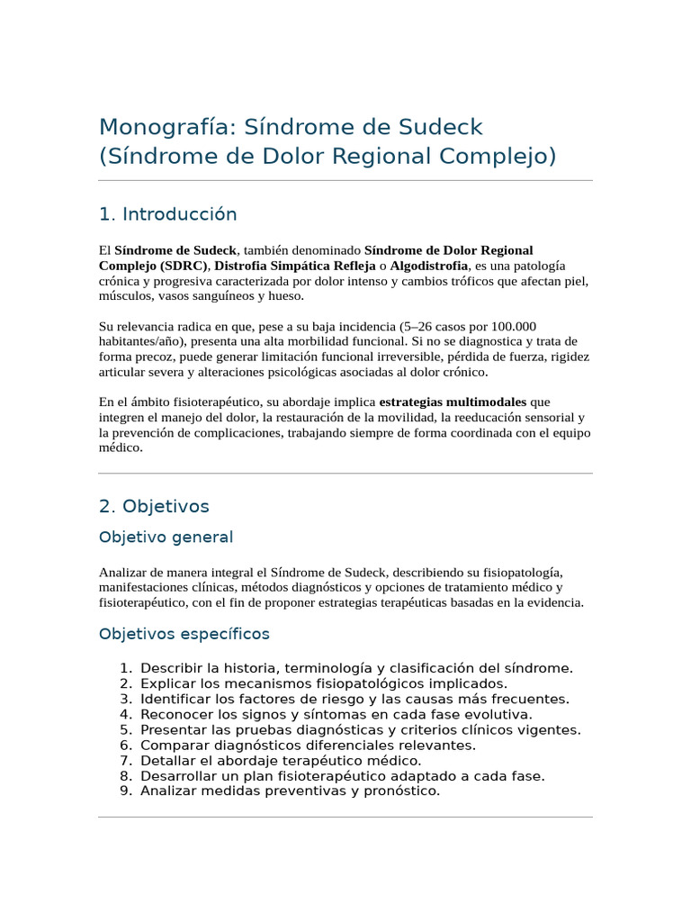 Síndrome de Sudeck: Diagnóstico y Tratamiento | PDF | Dolor | Medicina