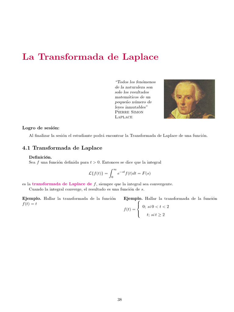 Transformada de Laplace: Definición y Ejemplos | PDF | Transformada de ...