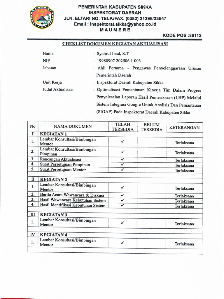 Checklist Dokumen Pdf