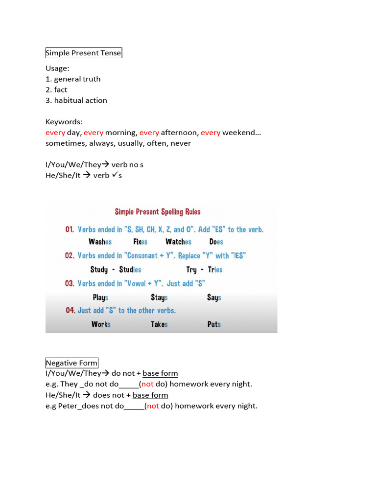 Tenses Rev. Notes | PDF | Grammatical Tense | Grammar