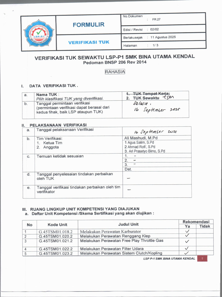 18 E. Hasil Verifikasi TUK25 | PDF