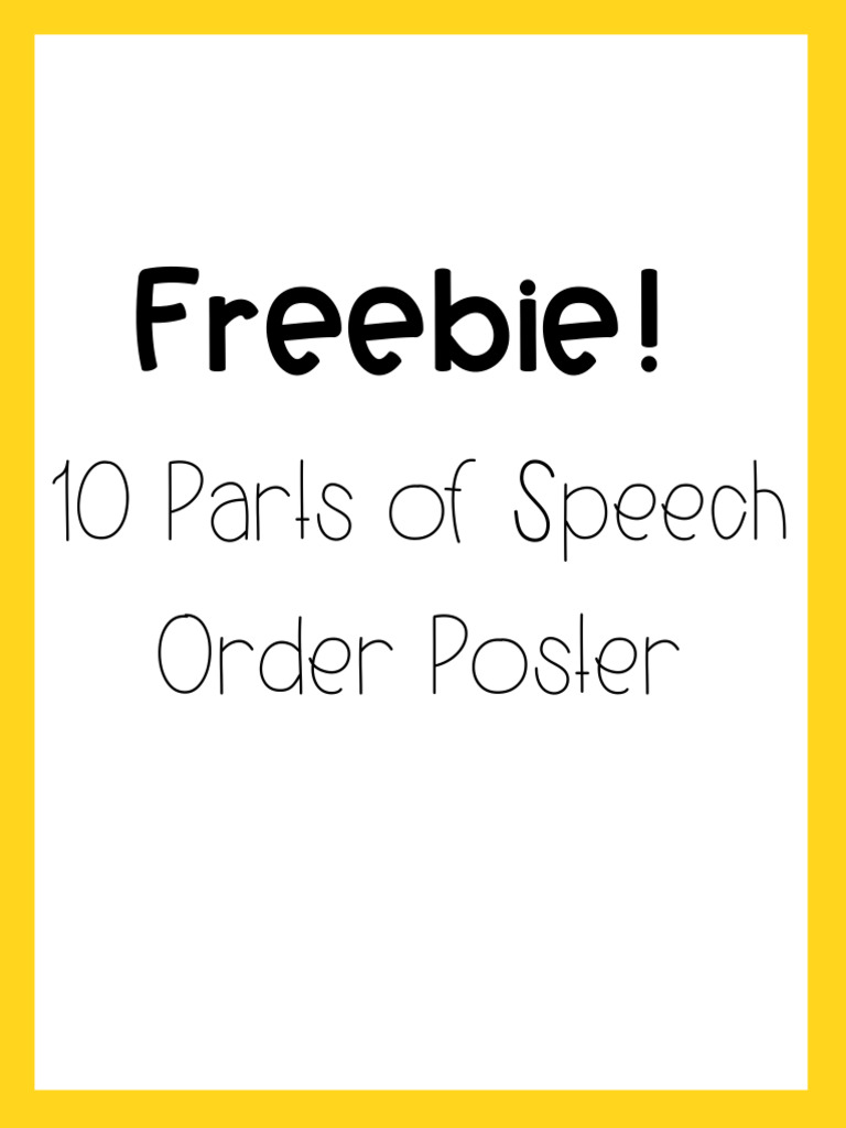 Free 10 Parts of Speech Poster | PDF | Part Of Speech | Human Communication