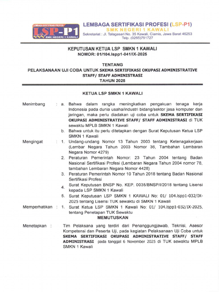 SK Ujicoba MP | PDF