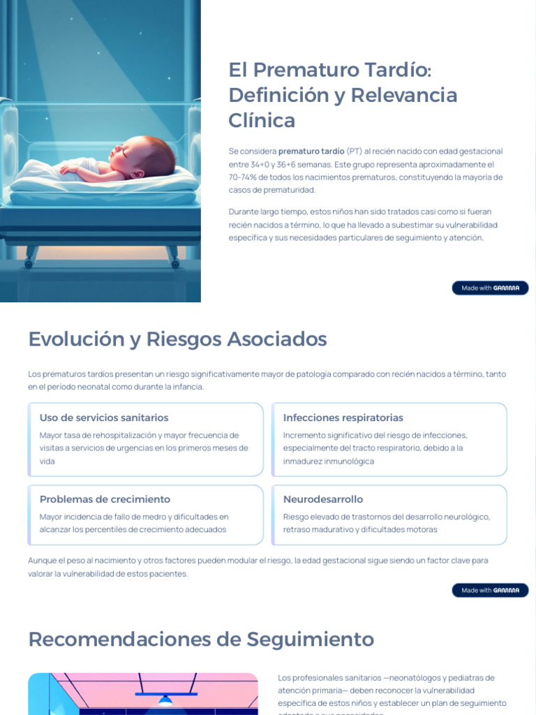 Prematuro Tardío: Riesgos y Seguimiento | PDF | Parto prematuro | Infantes