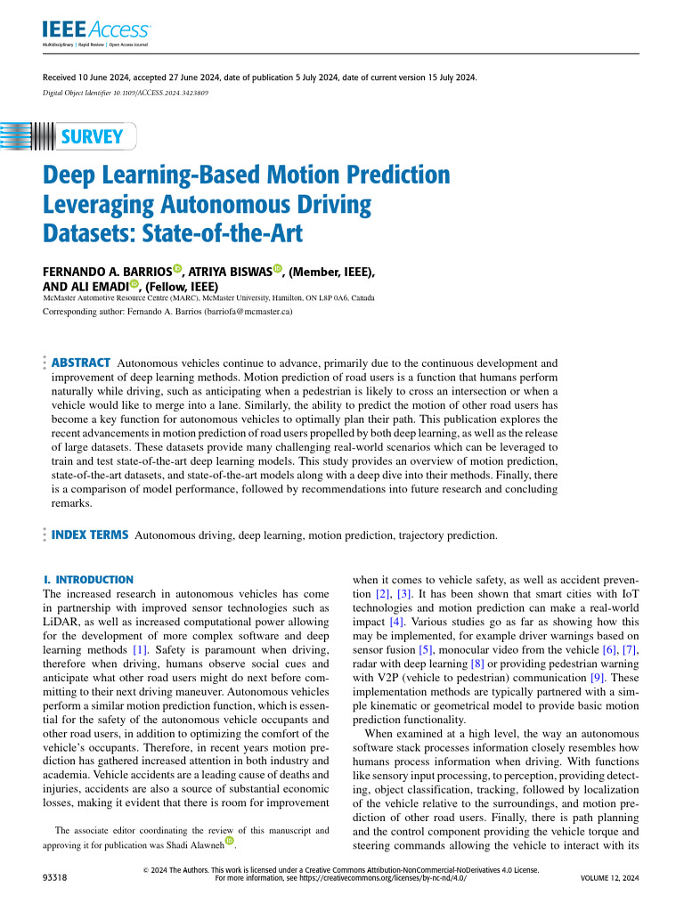 Deep Learning-Based Motion Prediction Leveraging Autonomous Driving ...