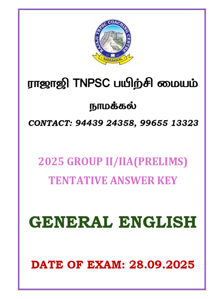 2025 Group II-iia Prelims Ge Answer Key | PDF