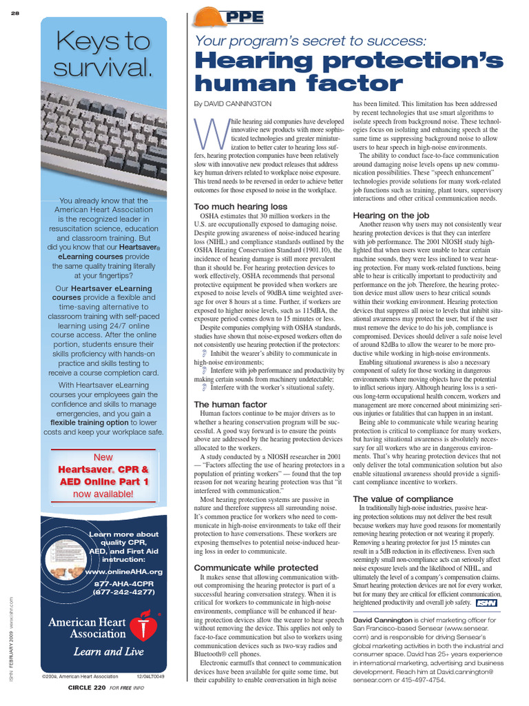 Cannington - Hearing Protection Humar Factor | PDF | Noise ...