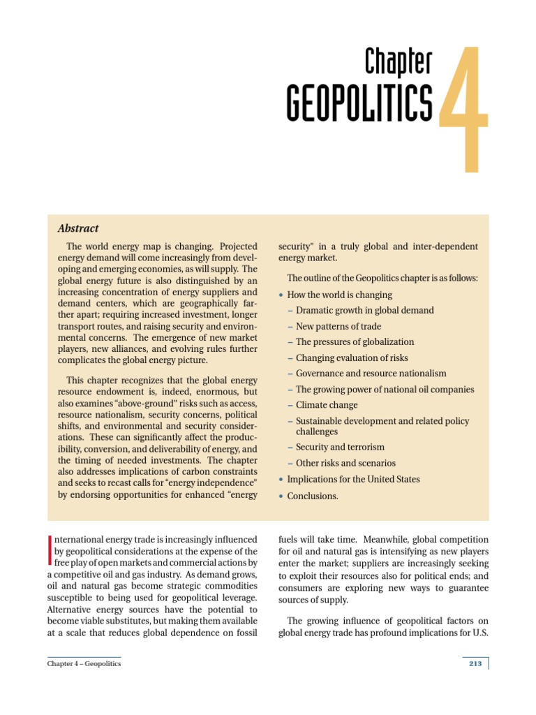 Chapter 4 - Geopolitics | PDF | Energy Security | Sustainability