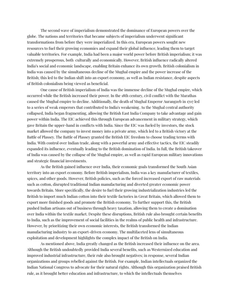 WHAP Unit 6 in Class Essay | PDF | British Empire | East India Company