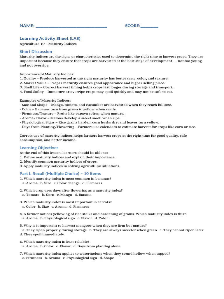 Maturity Indices for Crop Harvesting | PDF | Vegetables | Maize