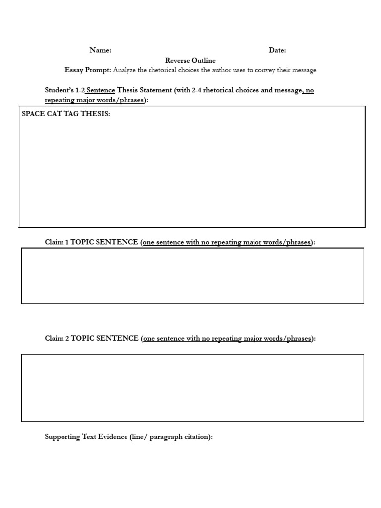 TEMPLATE - AP Language and Composition Reverse Outline Organizer | PDF