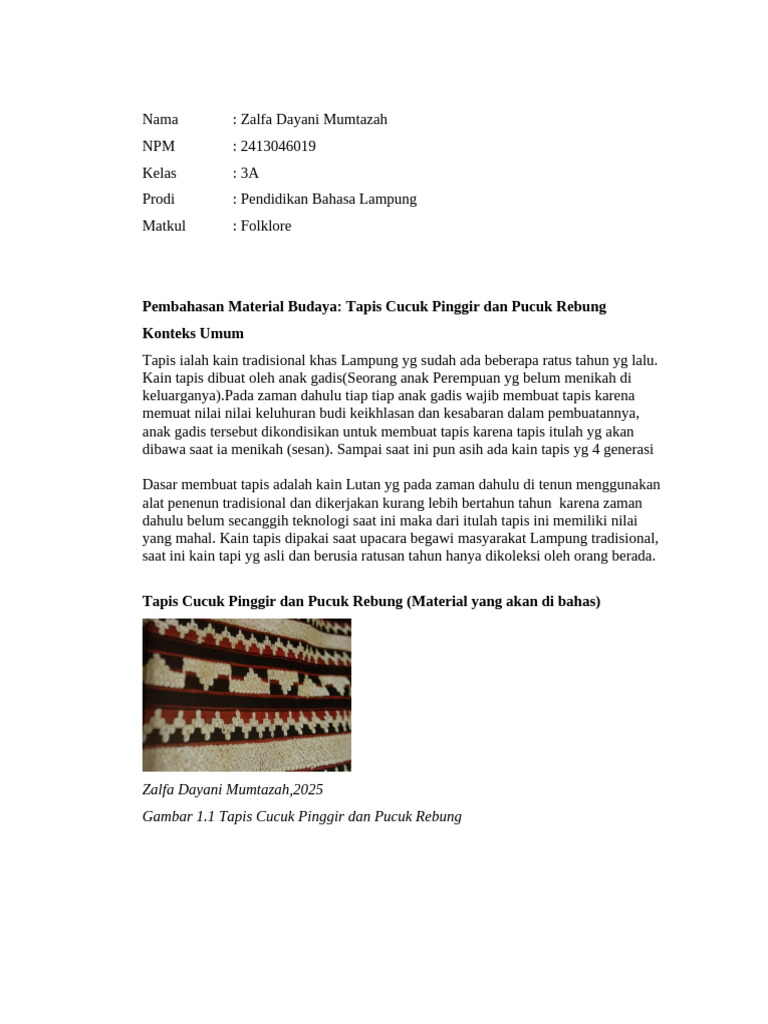 Zalfa Dayani M Folklor 3a | PDF