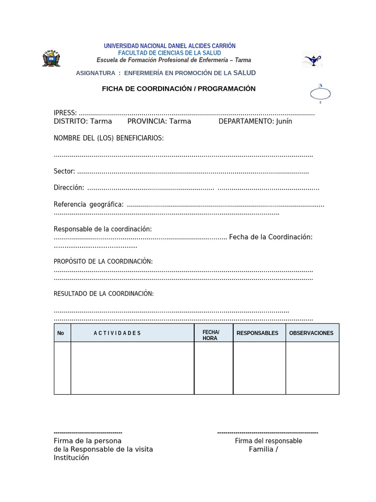 Ficha de Coordinaci-N - Acciones | PDF