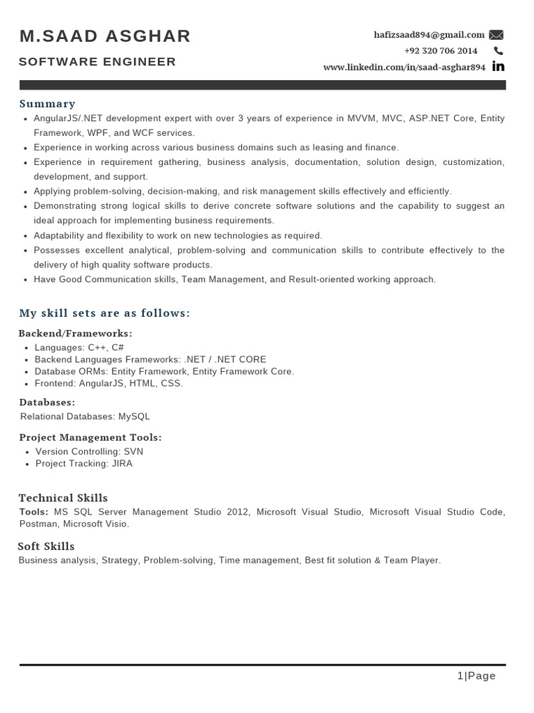 Saad Resume | PDF | Angular Js | Databases