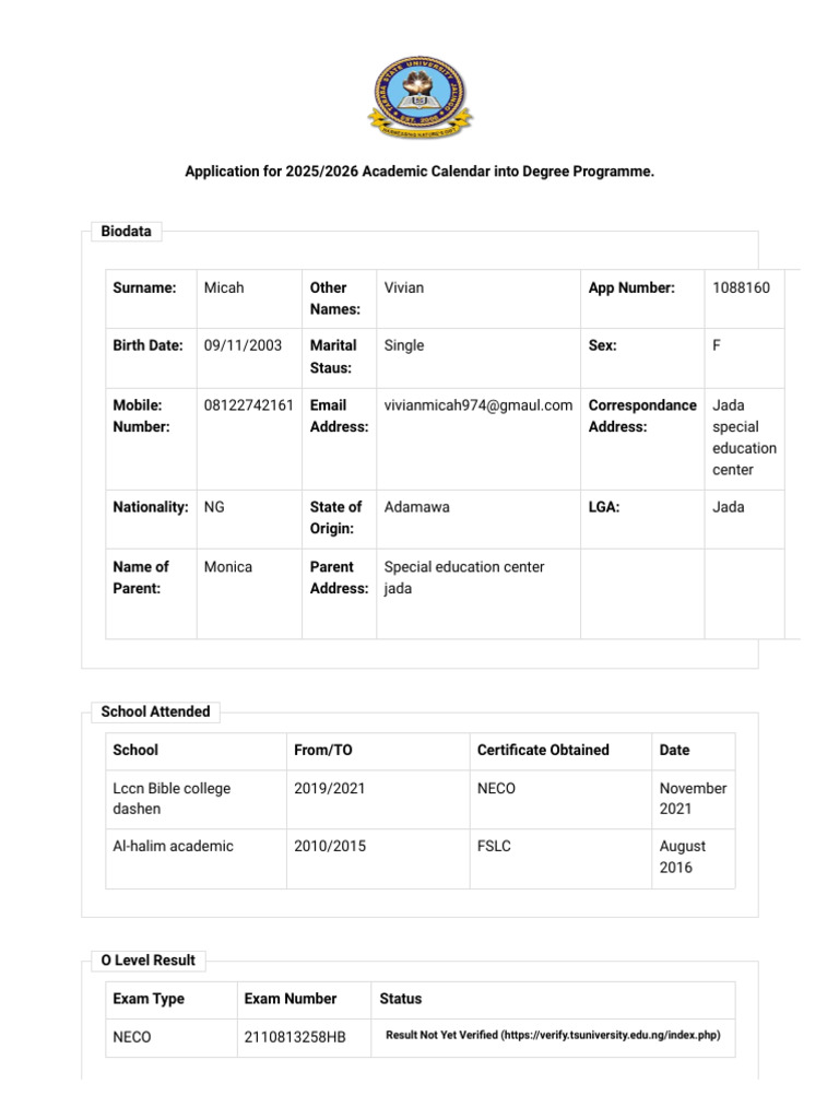 Taraba State University, Jalingo | PDF