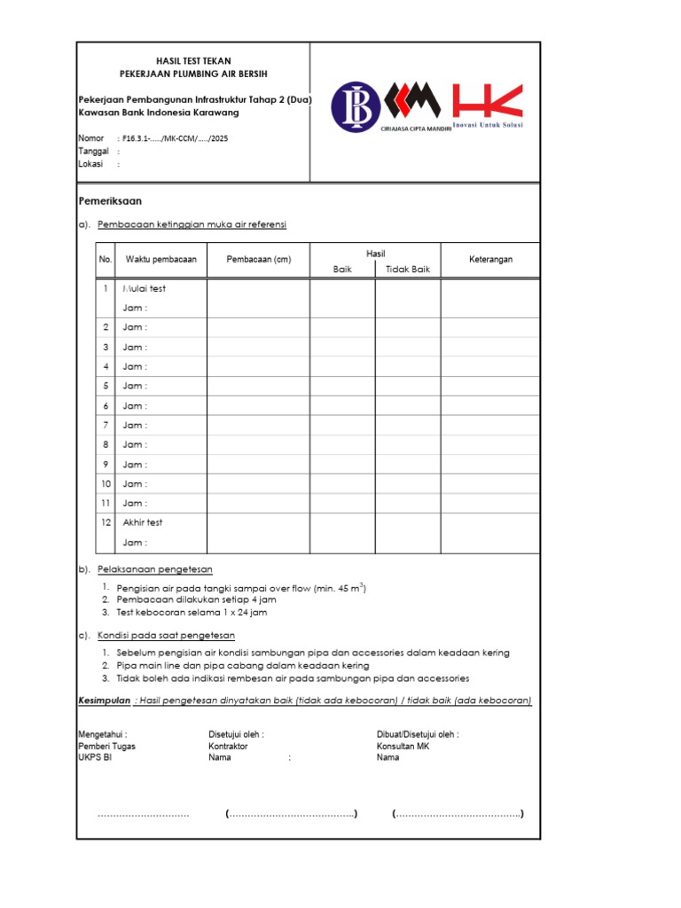 Form Hasil Test Tekan | PDF