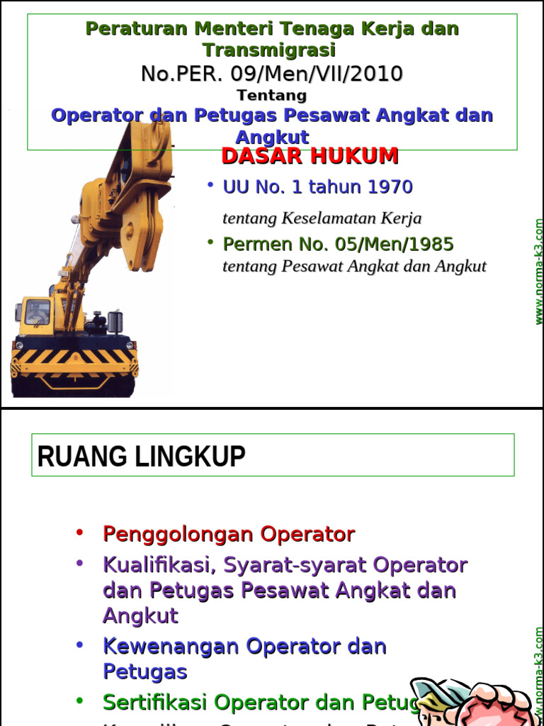 PER 9 VII 2010 Operator Angkat & Angkut | PDF