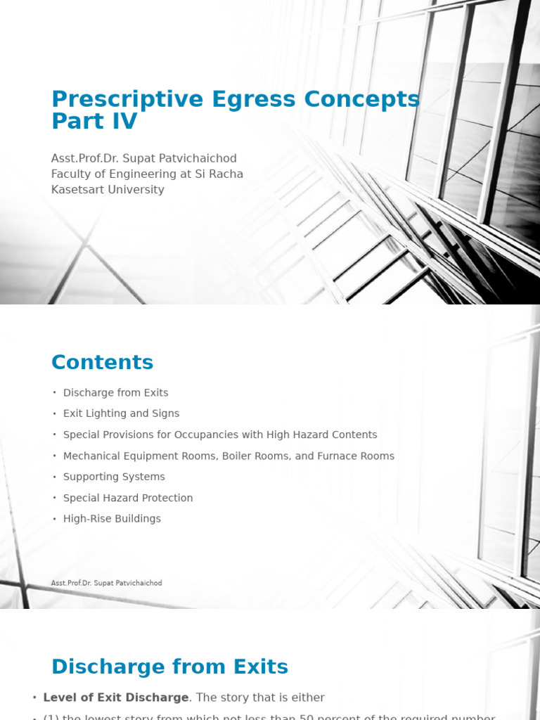 Prescriptive Egress Concepts Part IV | PDF | Fire Sprinkler System | Wall