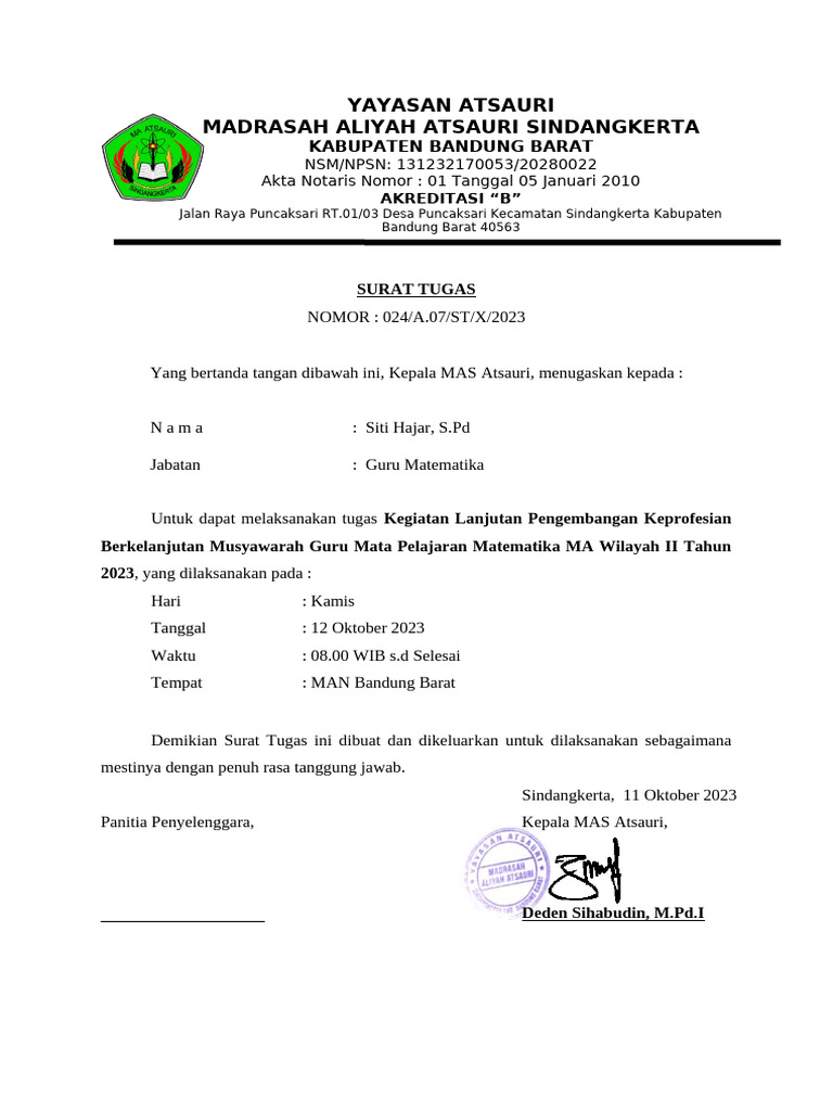 Surat MGMP | PDF
