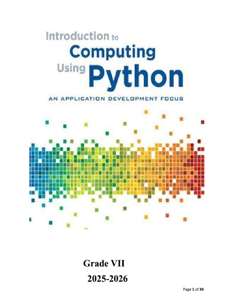 Python Booklet For Grade VII | PDF