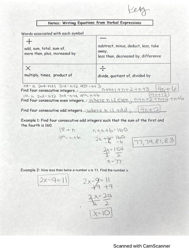 Algebra Review Day 2 Notes KEY | PDF