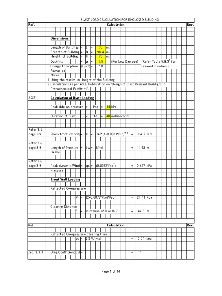 Blast Pressure Example | PDF | Pascal (Unit) | Pressure